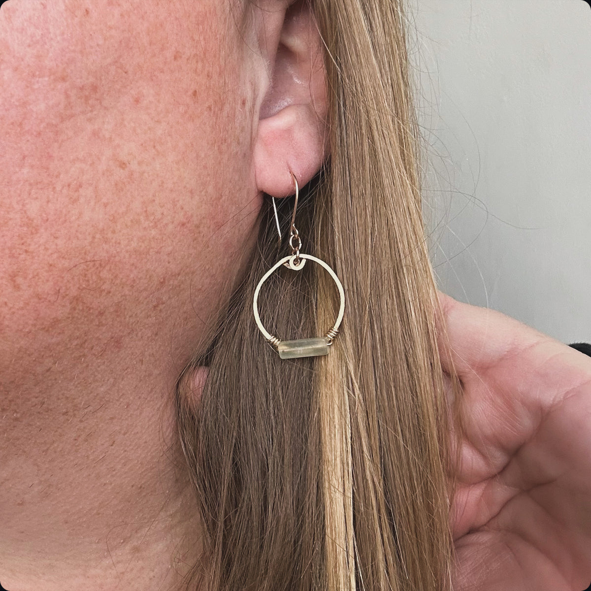 Hammered Gold Droplets with bar of Jade – Kate Stephen Jewelry
